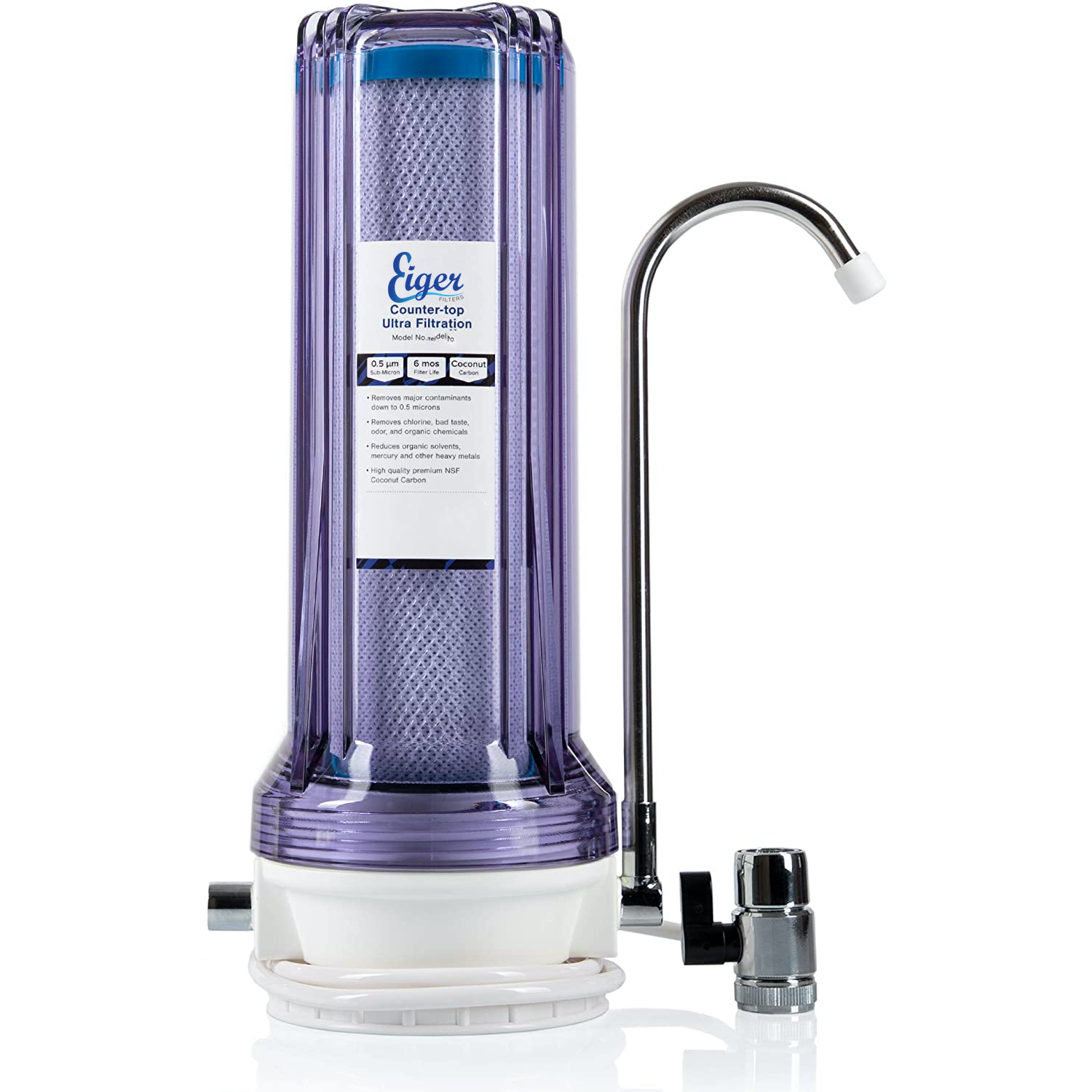Eiger Countertop Faucet Water Filter System Clear Housing - Eiger
