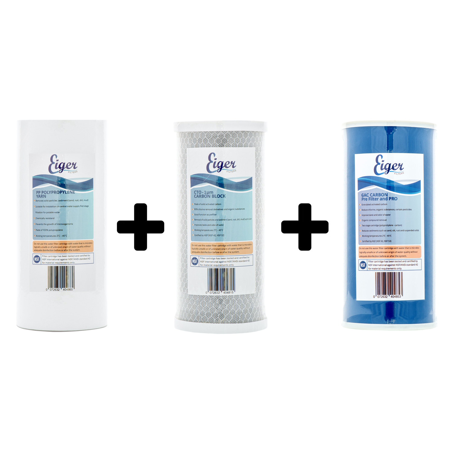 Eiger Triple 10″ x 4.5″ Water Filter Package for 3 Stage Big Blue